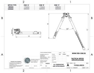 Tier One Carbon Tactical Bipod 230mm | Range & Country